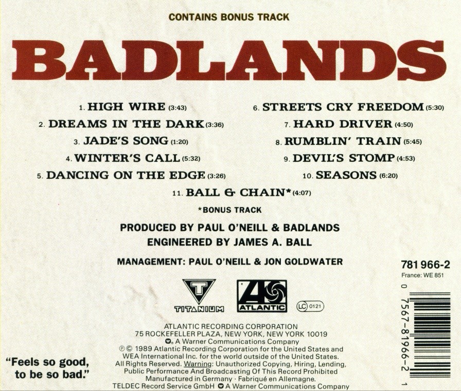 ROCK PARA TUS OIDOS: BADLANDS 1989 - BADLANDS